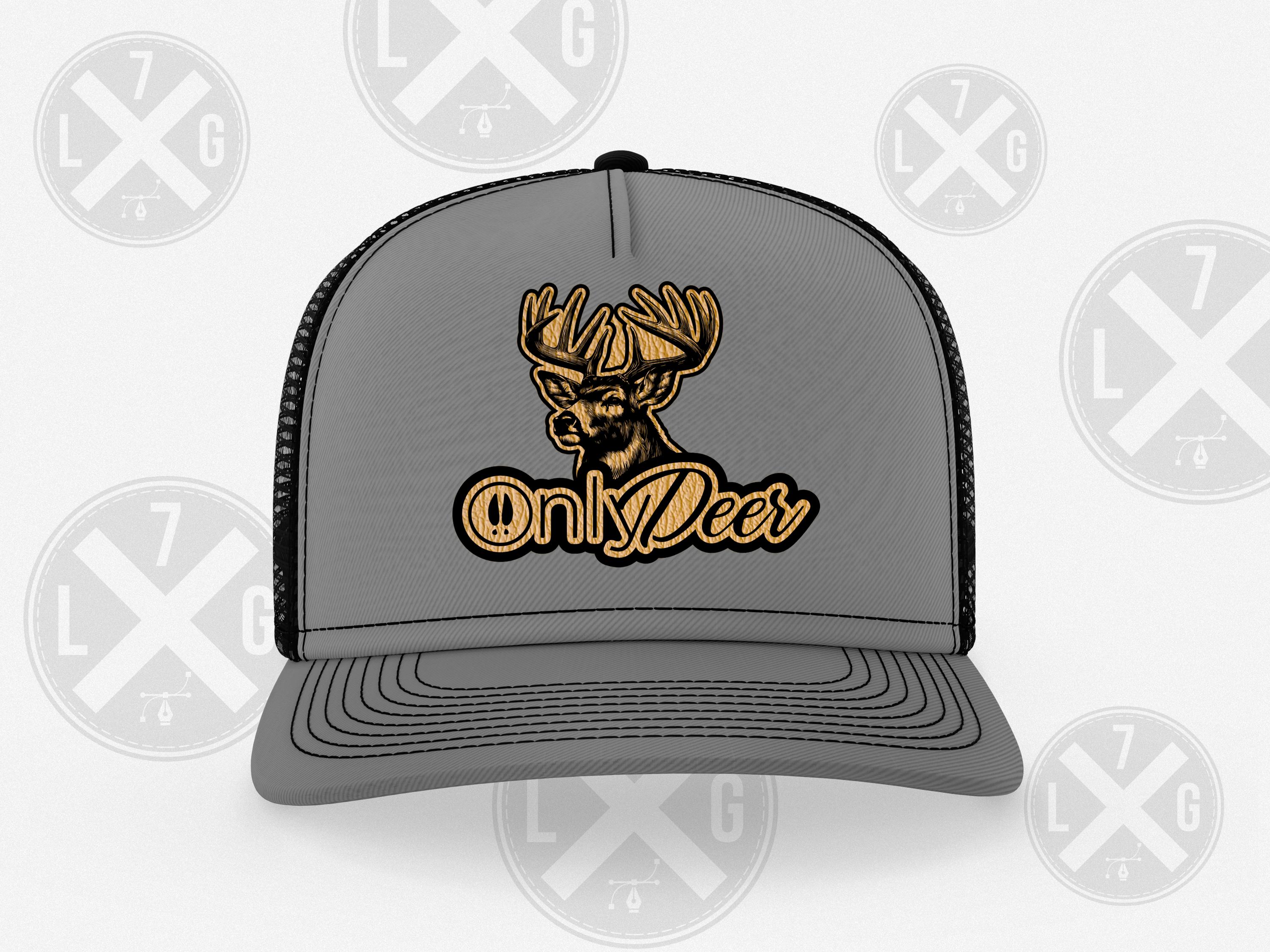 Hat Patch Design, Only Deer Hunting Digital Design, Buck Antler Logo ...