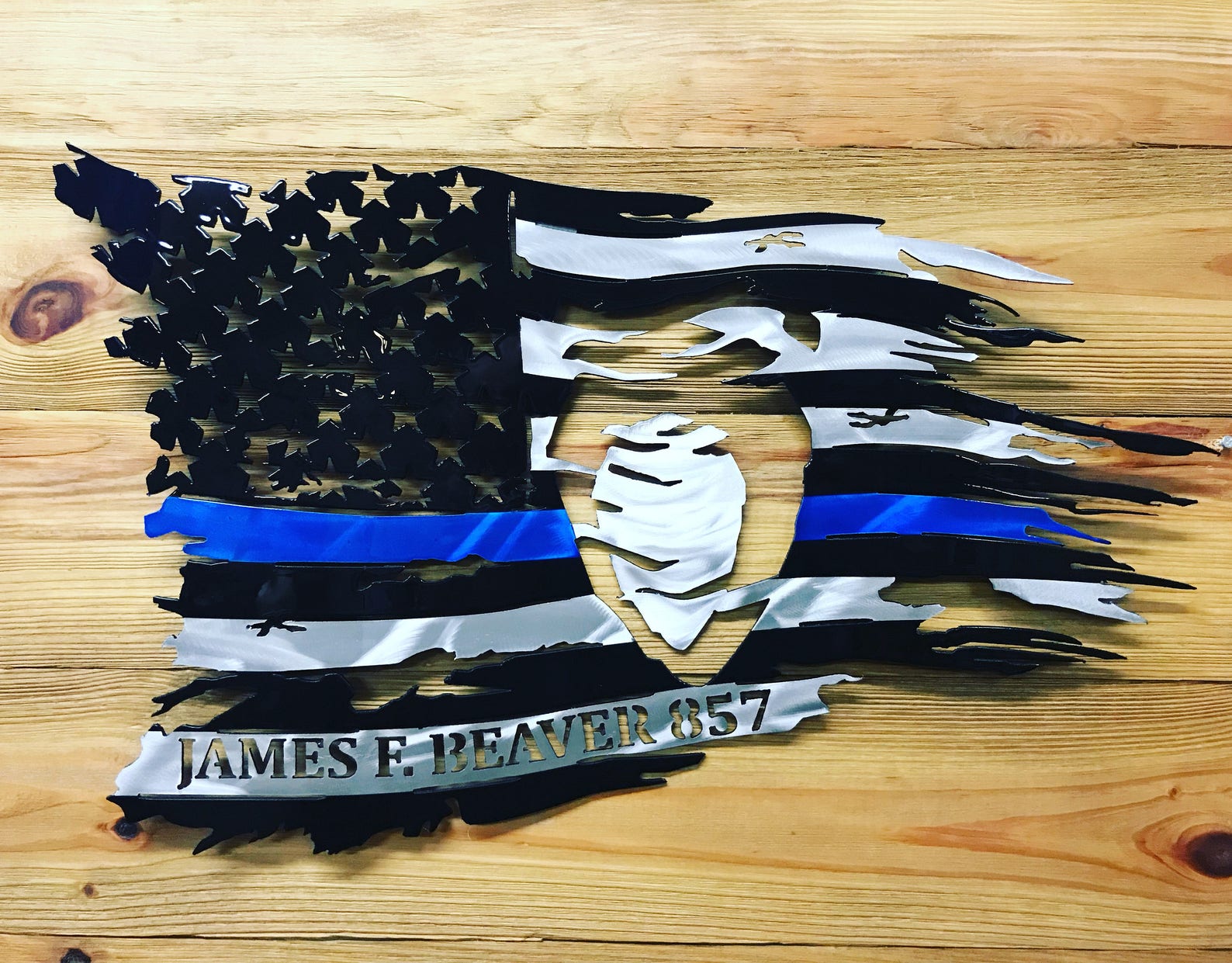 CMPD Thin Blue Line Tattered Flag | Etsy