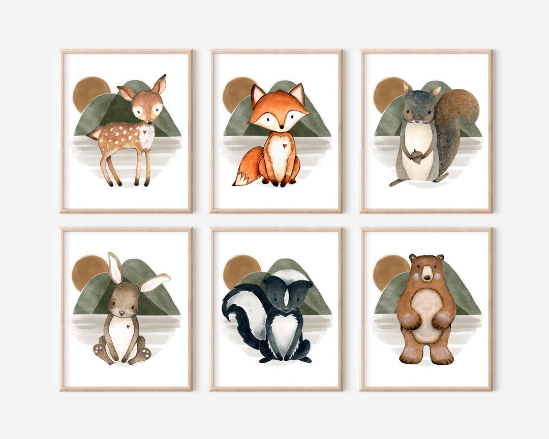 DIGITAL- Boho Woodland Animal Nursery Prints, Boy Woodland Nursery ...