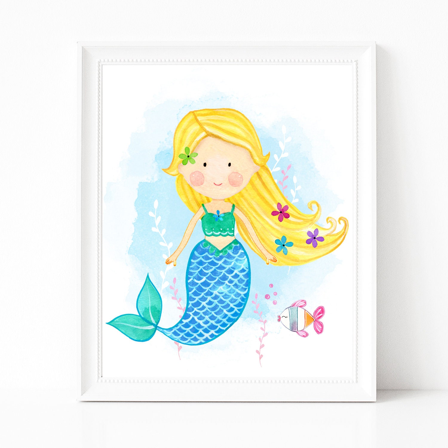 Printable Watercolor Mermaid Prints - Set of 6. Mermaid Nursery ...