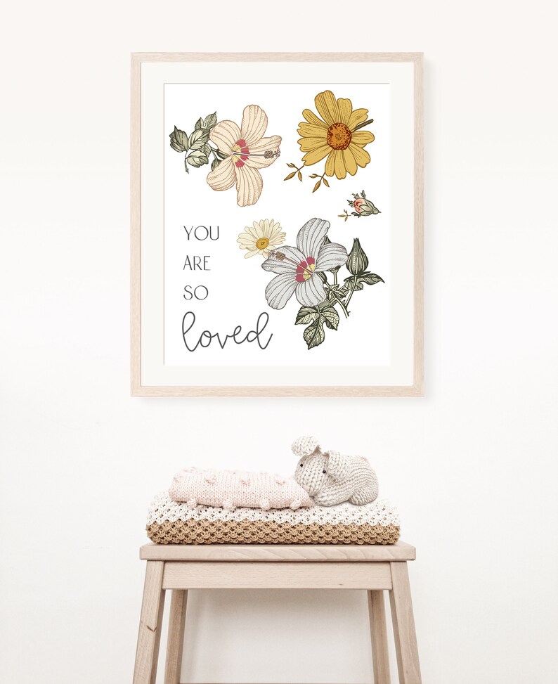 Printable Floral You Are so Loved. Nursery Wall Decor. Vintage - Etsy
