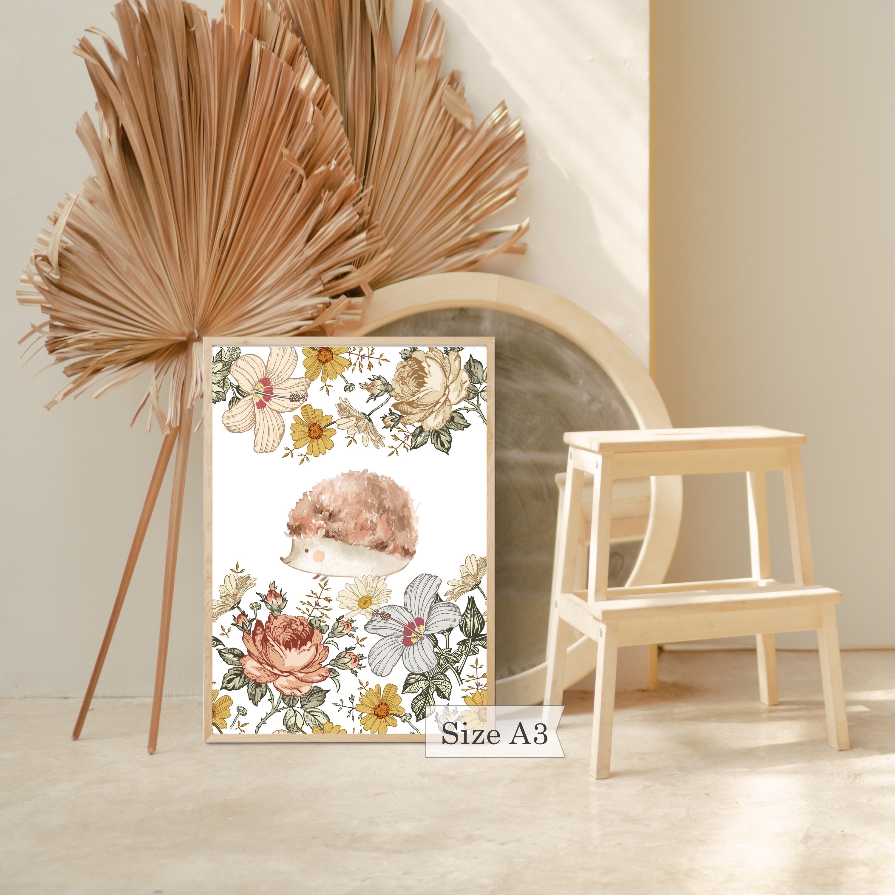 Printable Floral Hedgehog Nursery Art. Girl Nursery Decor. - Etsy