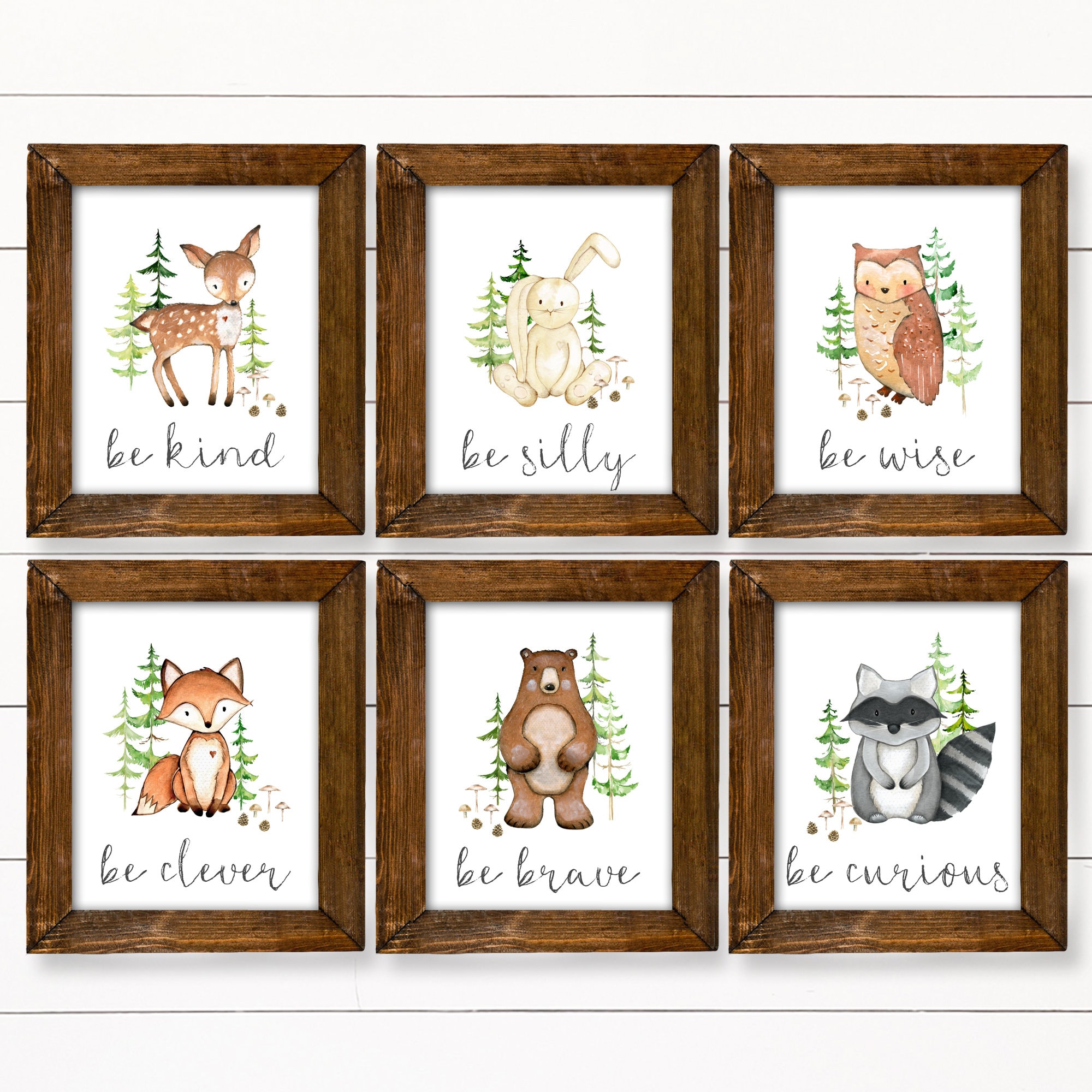 Printable Tribal Woodland Animals Nursery Wall Art Decor Be Kind Brave ...