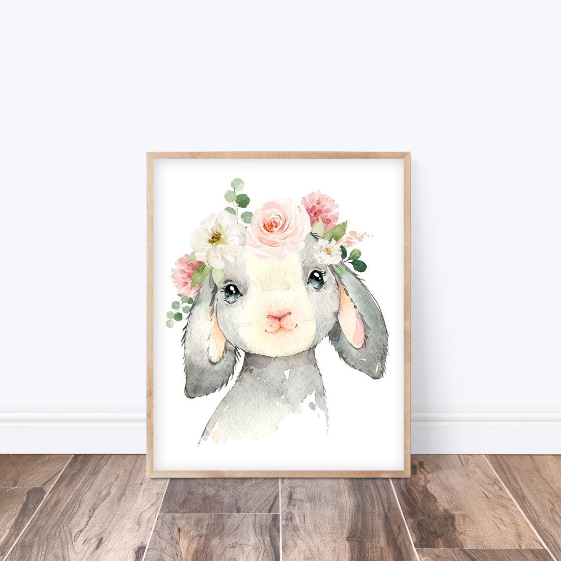 Printable Bunny Nursery Print. Floral Bunny Print. Cute Bunny | Etsy