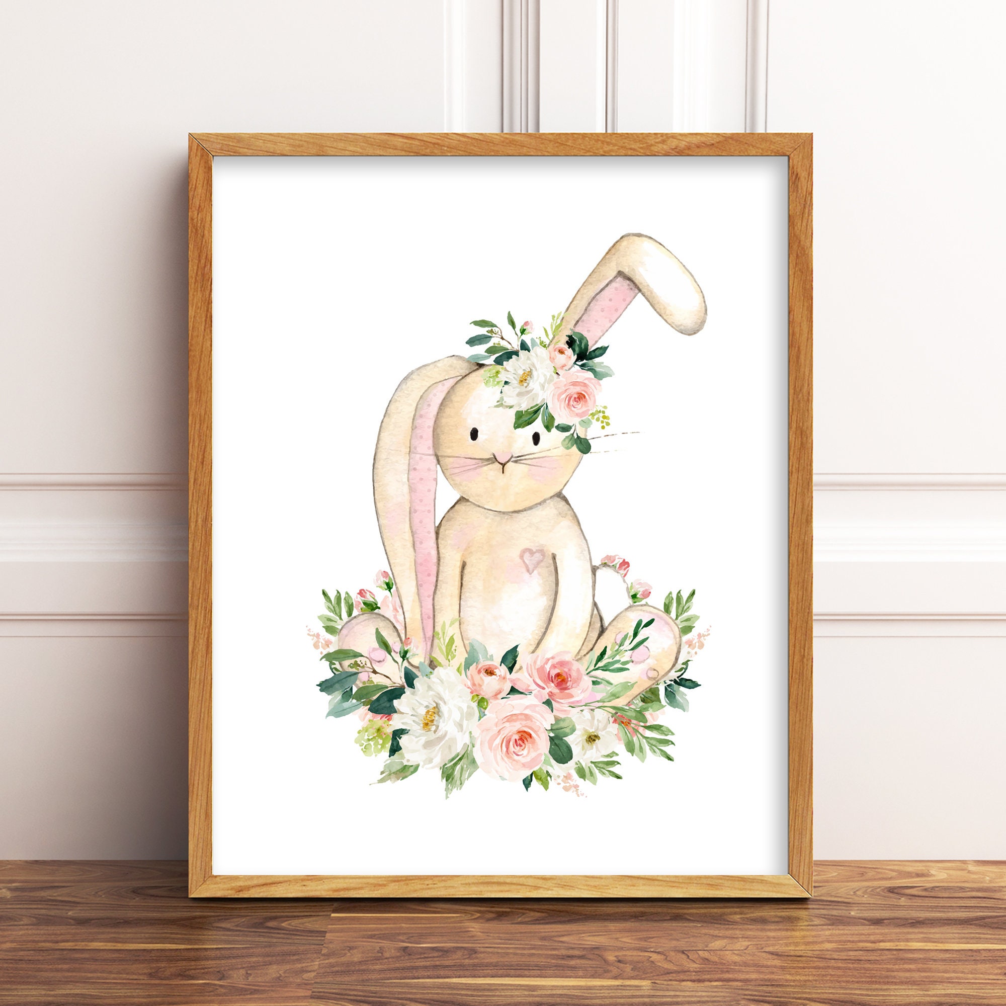Printable Bunny Nursery Art. Bunny Nursery Decor. Floral Bunny Nursery ...