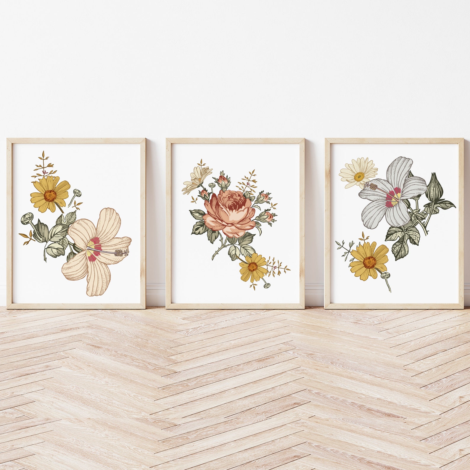 DIGITAL Boho Vintage Floral Nursery Wall Art. Girl Nursery - Etsy