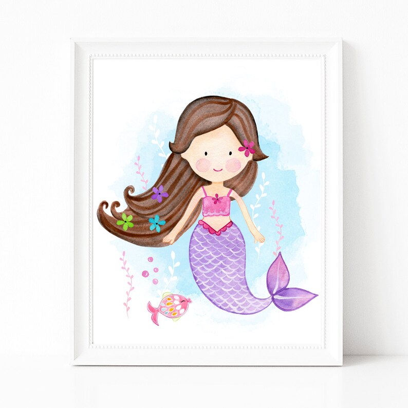 Printable Watercolor Mermaid Prints - Set of 6. Mermaid Nursery ...