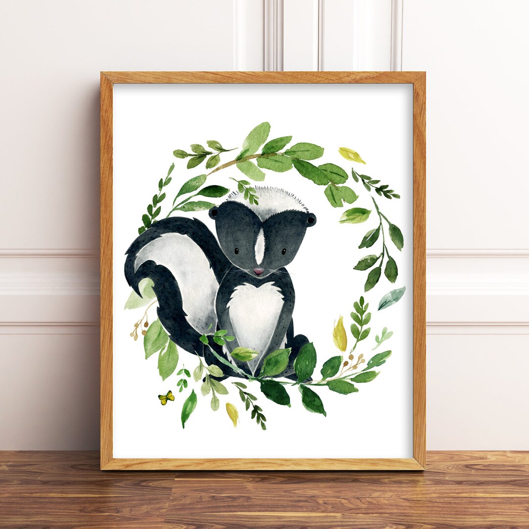 Printable Skunk Nursery Art. Skunk Print. Skunk Printable. Greenery ...