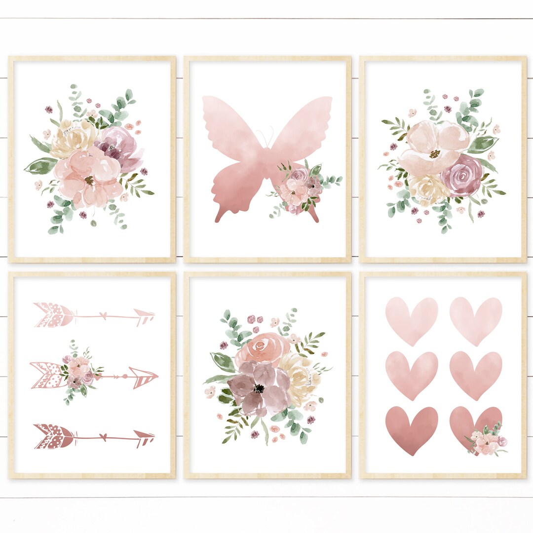 Dusty Pink Floral Nursery Print Digital Files. PRINTABLE Dusty Rose ...