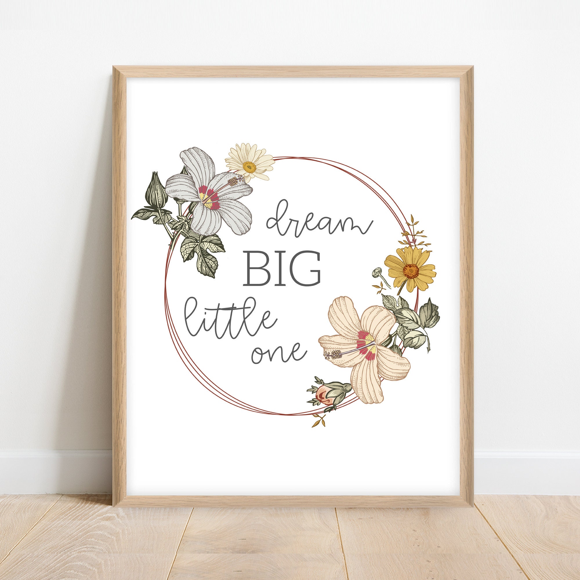 Printable Floral Dream Big Little One Quote. Nursery Wall Decor ...