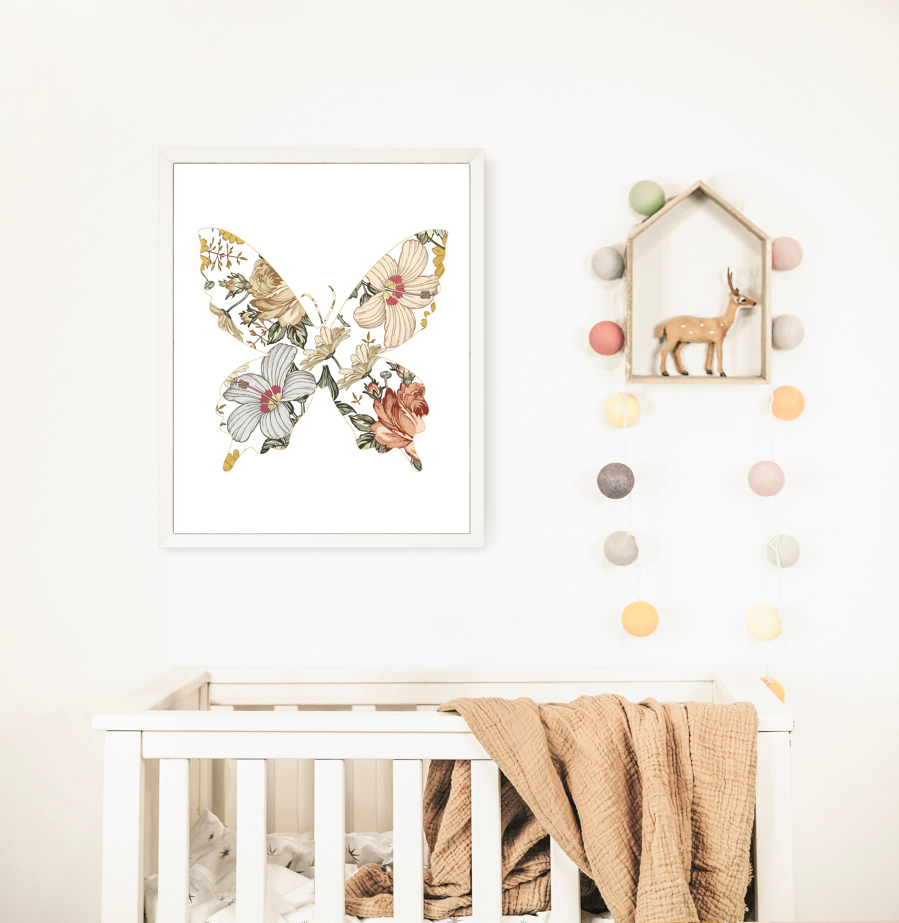 Printable Floral Butterfly Nursery Art. Nursery Wall Decor. - Etsy