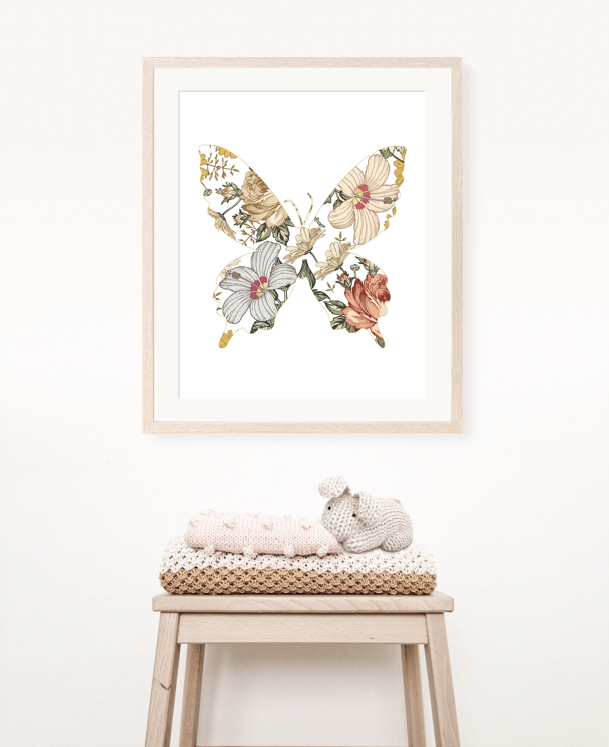 Printable Floral Butterfly Nursery Art. Nursery Wall Decor. - Etsy