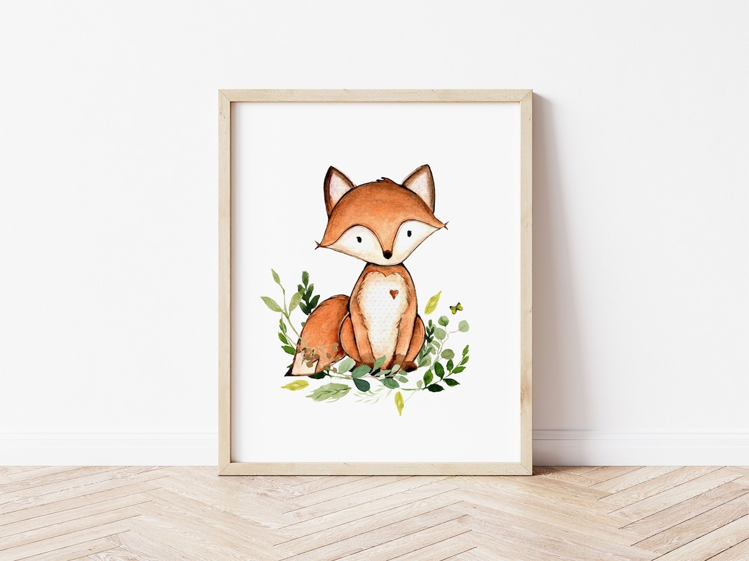 Printable Fox Nursery Decor. Watercolor Fox Print. Baby Fox Print. Fox ...