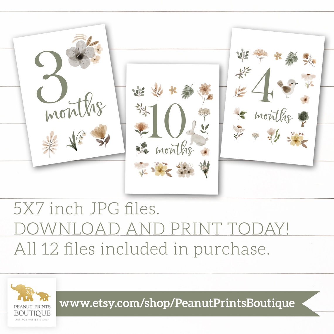 Digital-printable Baby Milestone Cards. Earthy Milestone - Etsy