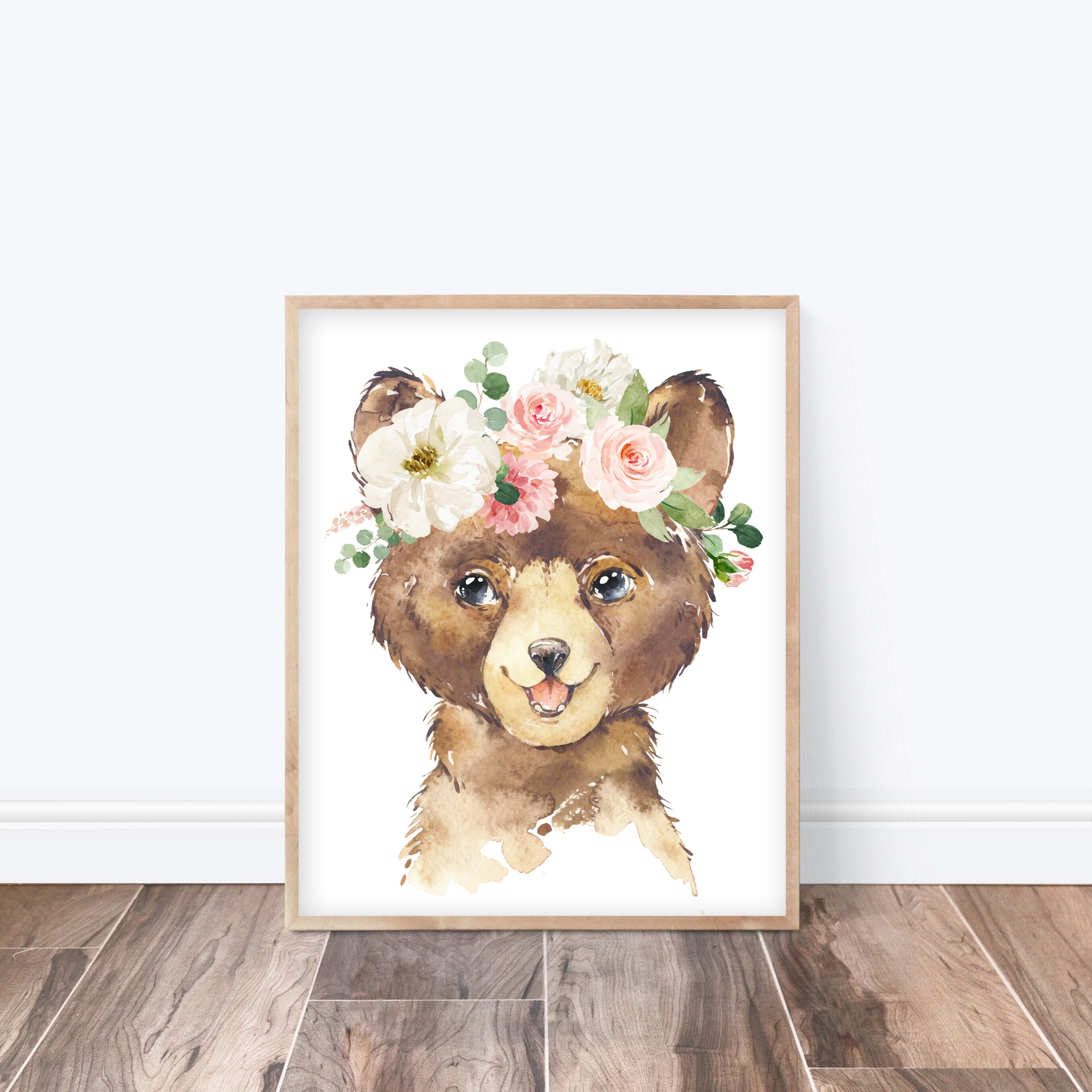 Printable Bear Nursery Print. Floral Bear Print. Cute Bear. | Etsy