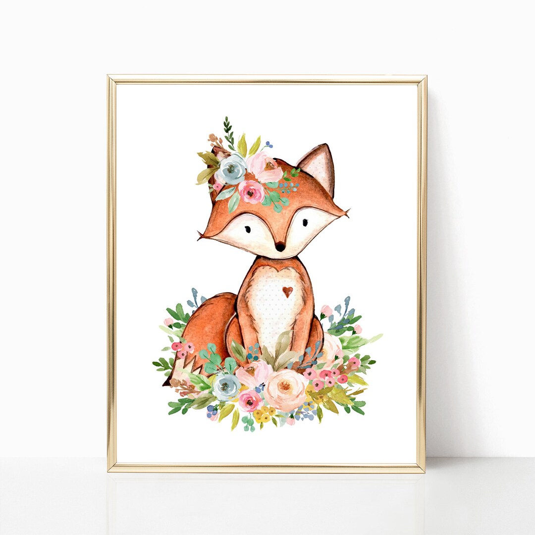 Fox Printable Art. Fox Nursery. Fox Nursery Decor. Floral Fox Nursery ...