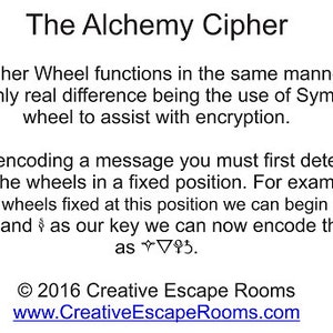The Alchemy Cipher - Escape Room Puzzle and Prop - Cypher Wheel - Etsy