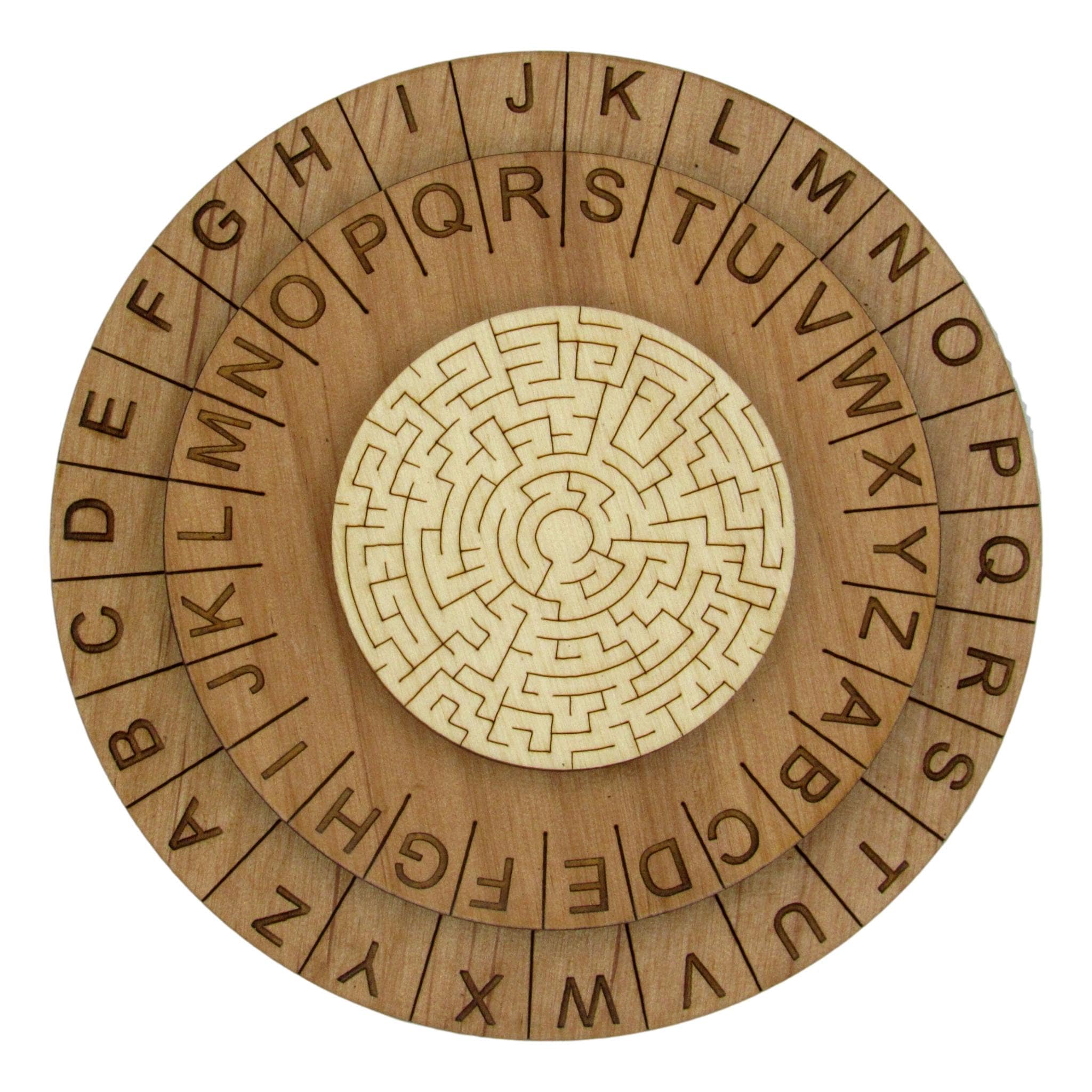 Handmade Labyrinth Cipher Wheel – Premium Wooden Escape Room Puzzle ...