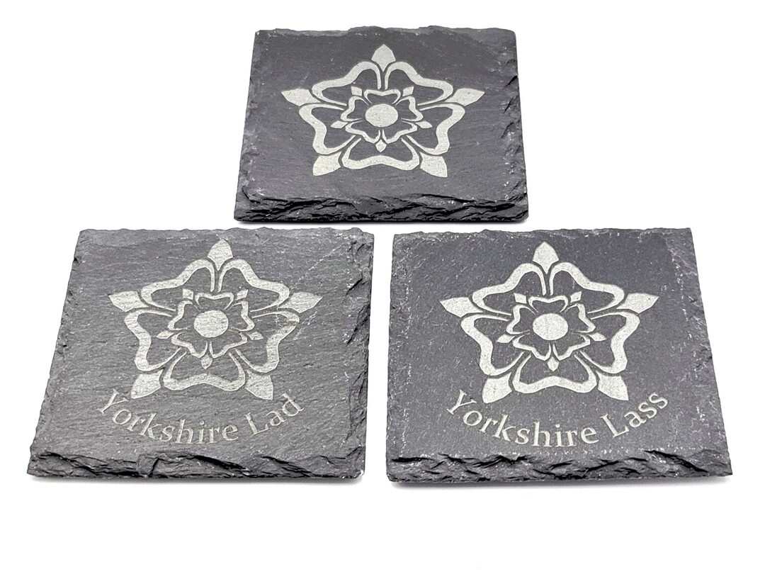 Personalised Yorkshire Rose Slate Coaster. Name or Message Engraved to ...