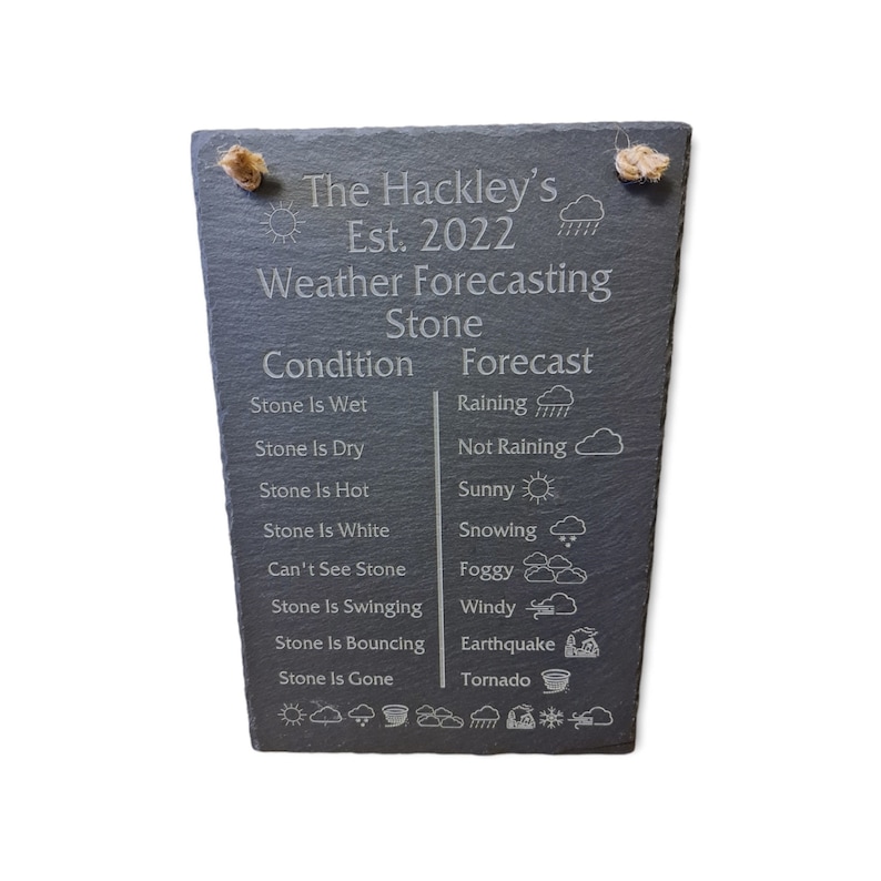 Fun Personalised Weather Forecasting Slate. A Marvellous Gift Made From ...
