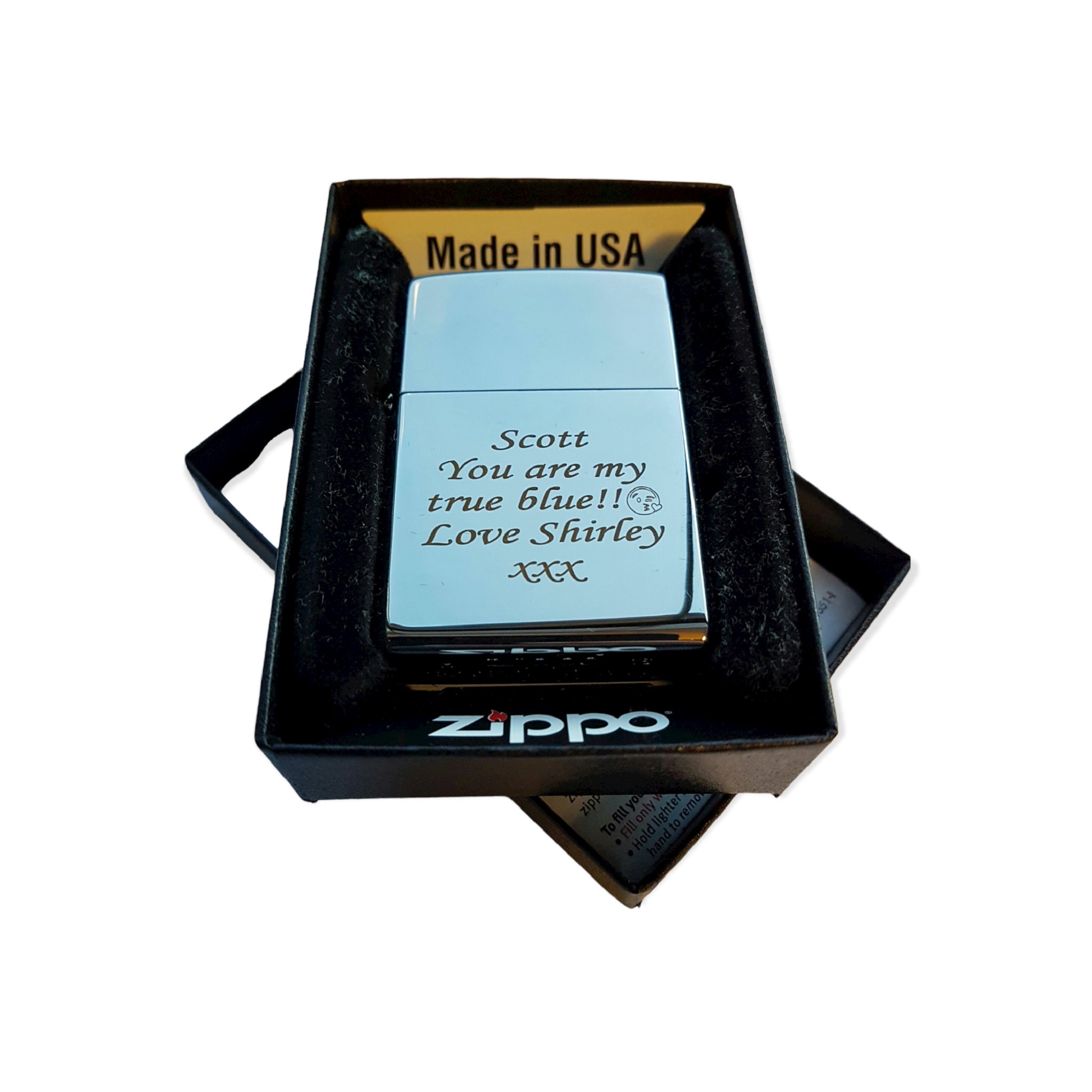 Engraved Genuine Zippo Lighter, Polished or Satin Chrome, Personalised ...
