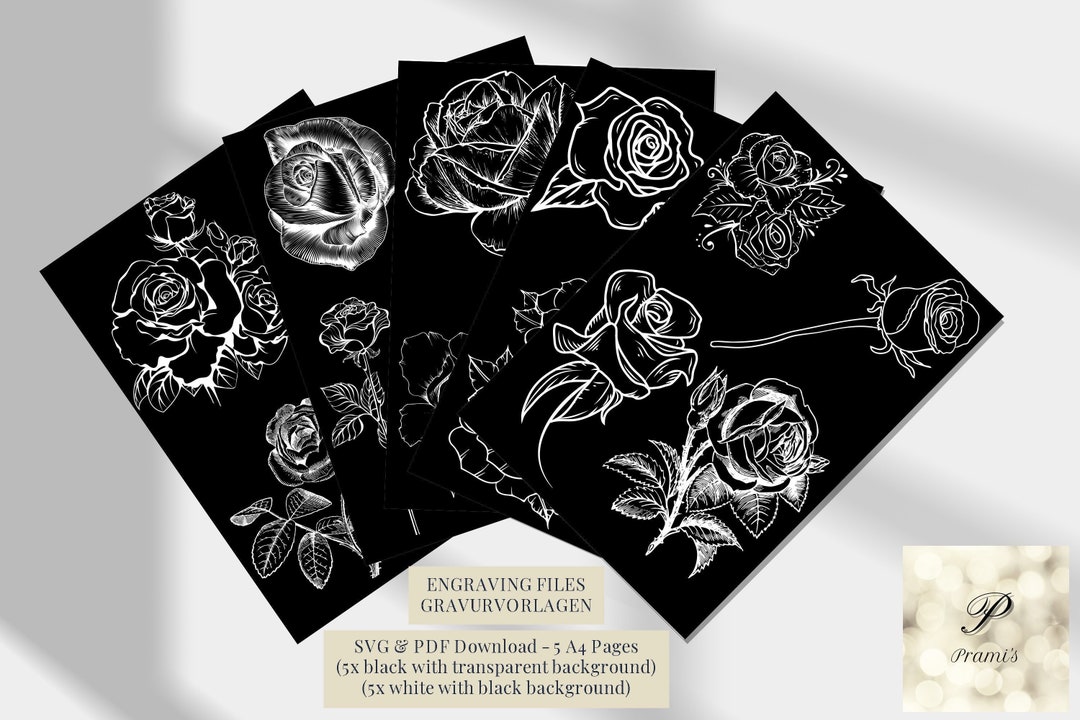 Rose Flower SVG Bundle, Engraving Stencils, SVG Stencils for Wood ...
