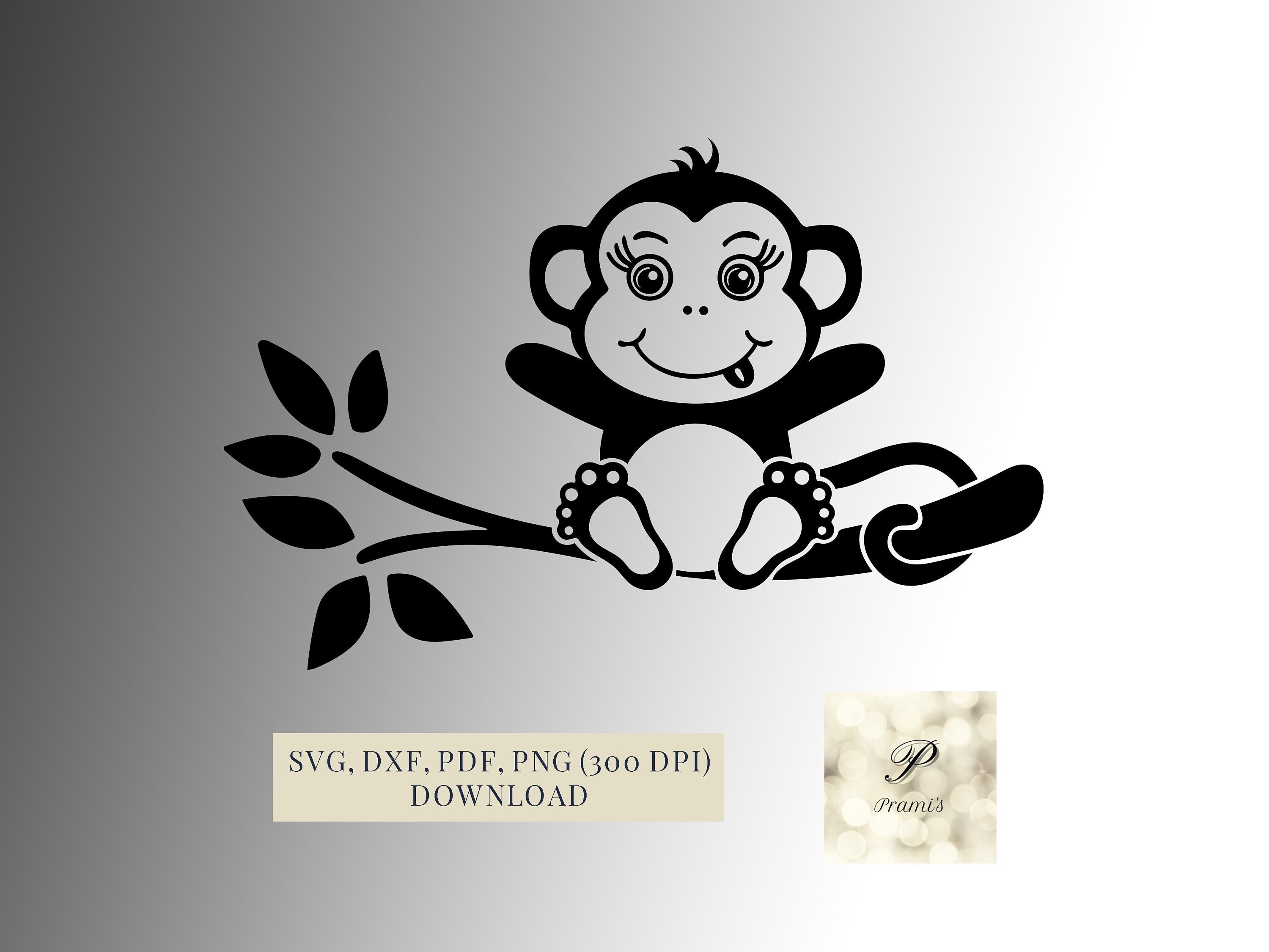 Plotterdatei Affe SVG Datei für Cricut, kindliches Affen Design Digital ...