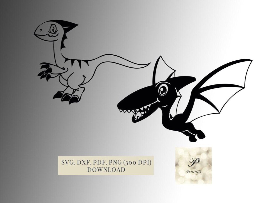 Plotter File Dino Set SVG Files Velociraptor, Pterosaur - Etsy