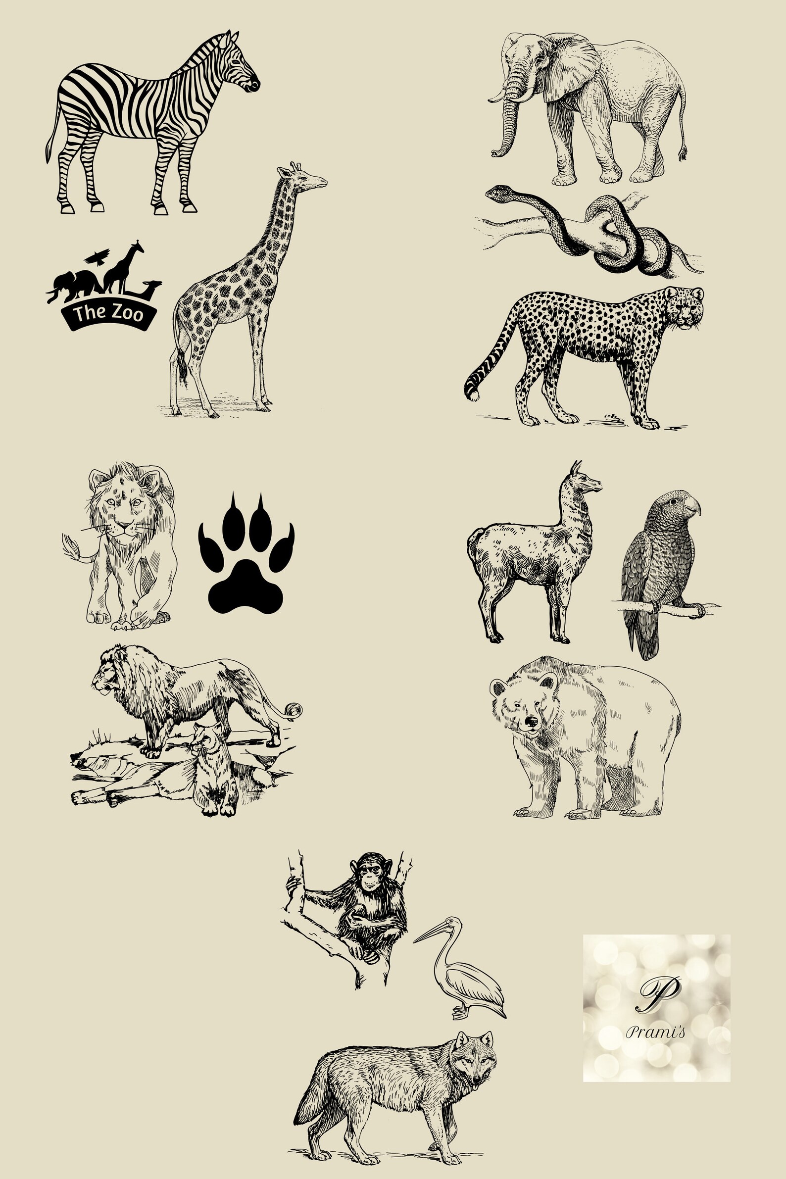 Zoo Animals SVG Bundle Engraving Stencils SVG Stencils for | Etsy