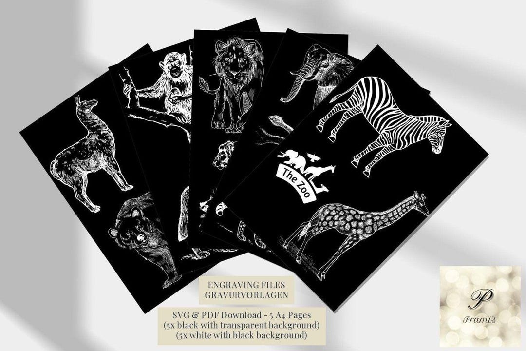 Zoo Animals Engraving Templates, Instant Download, SVG & PDF Files for ...