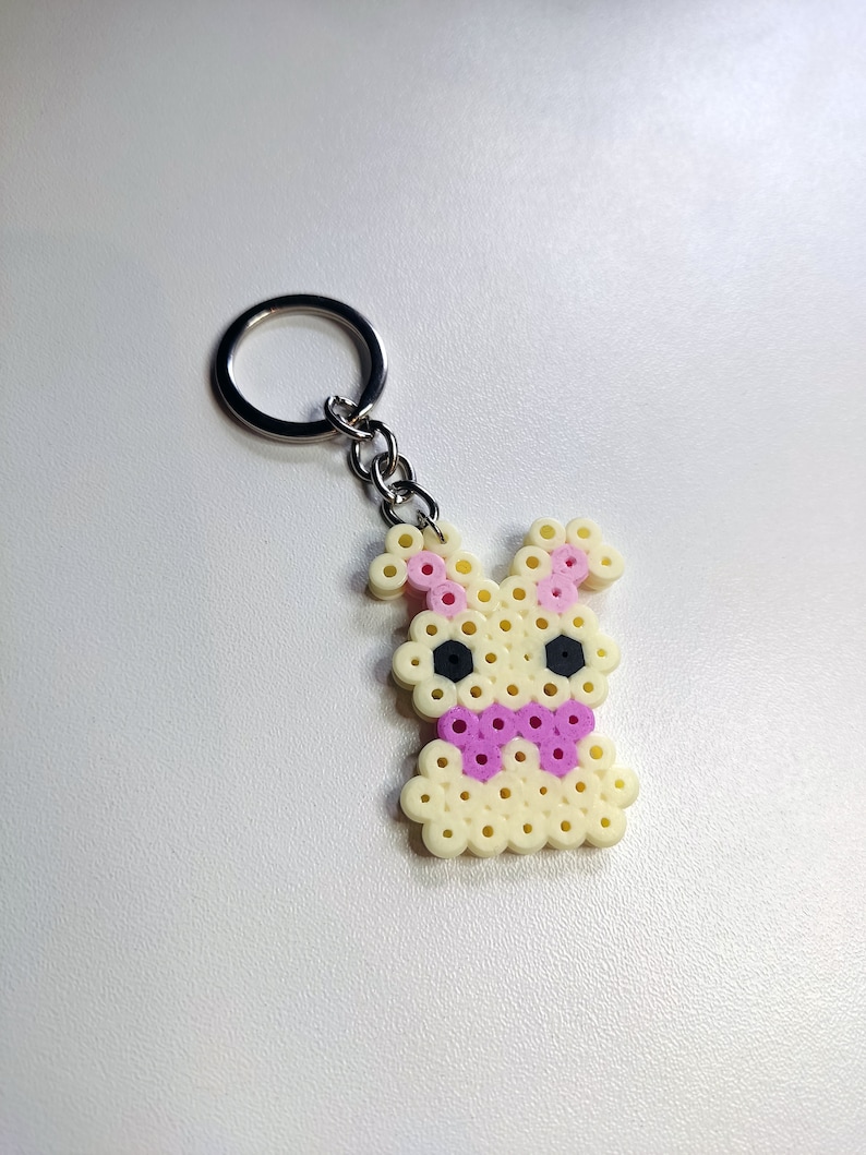 Set of 5 Cute Bunny Perler Bead Keychains Wedding Favors for - Etsy