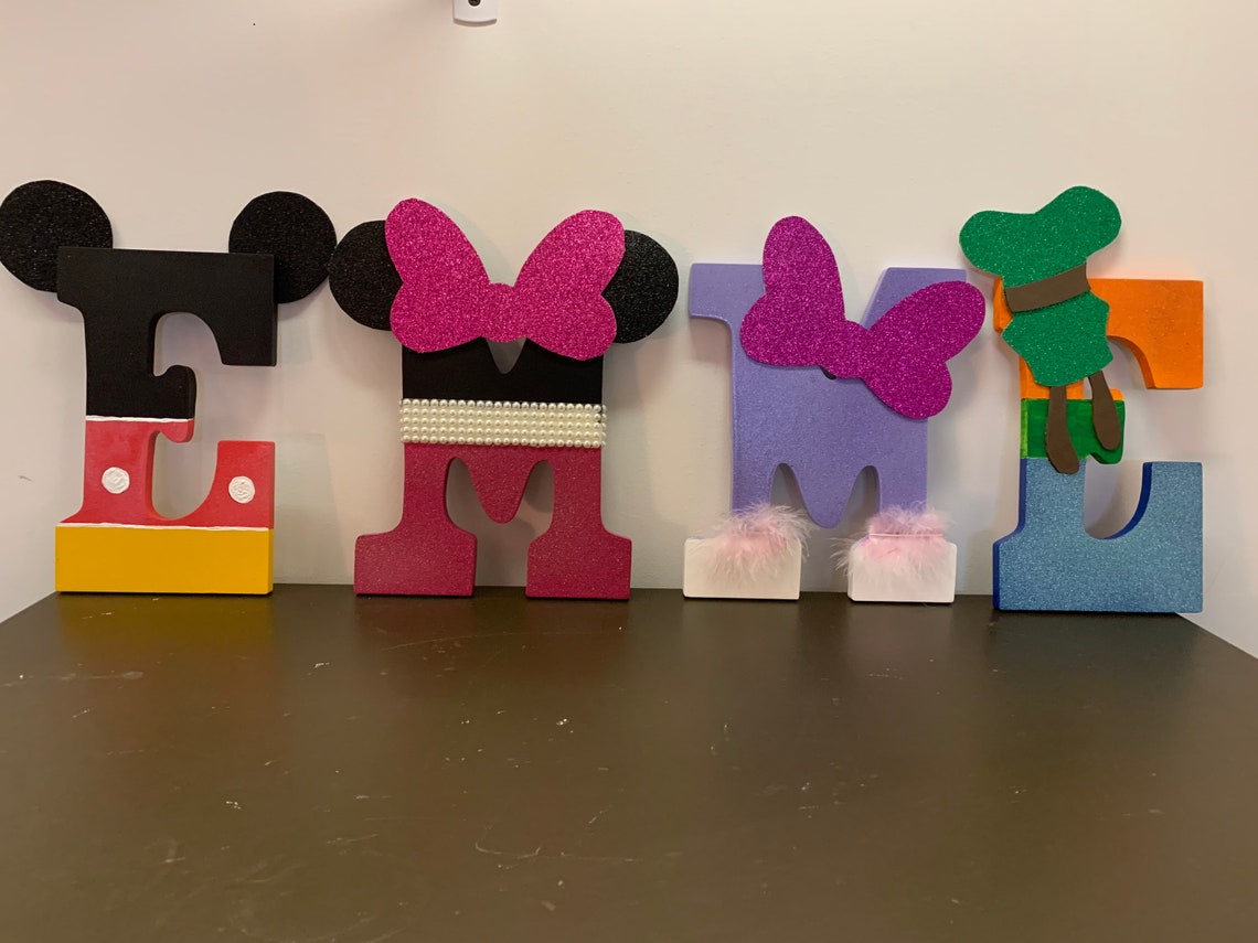 Hand Painted Mickey Mouse Wooden Letters - Etsy
