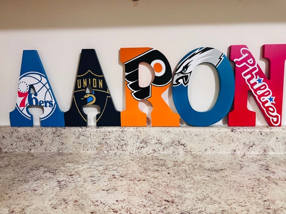 Painted Wood Letters Sports Theme