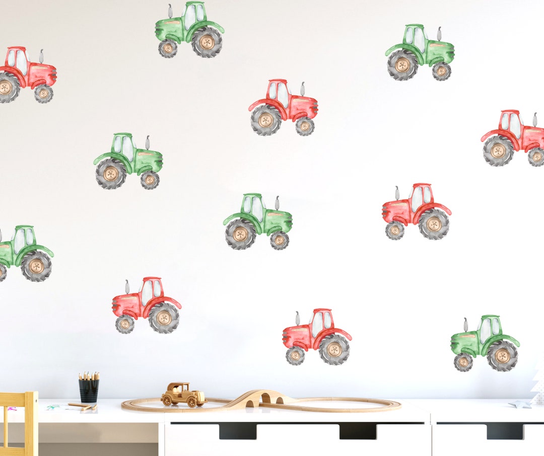 Tractor Wall Stickers, Watercolour Nursery Wall Decals, Farm Tractor ...