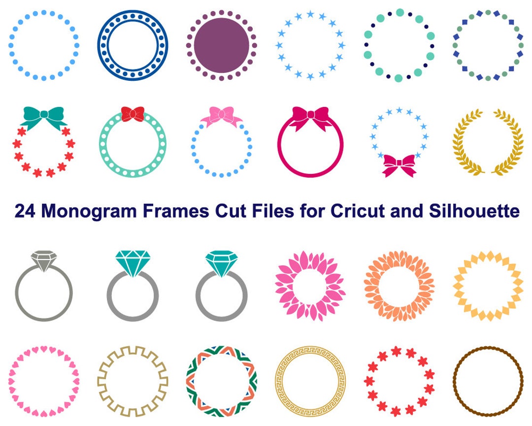 Monogram Frame SVG Cut File, Circle Monogram Frames DFX Cut File for ...