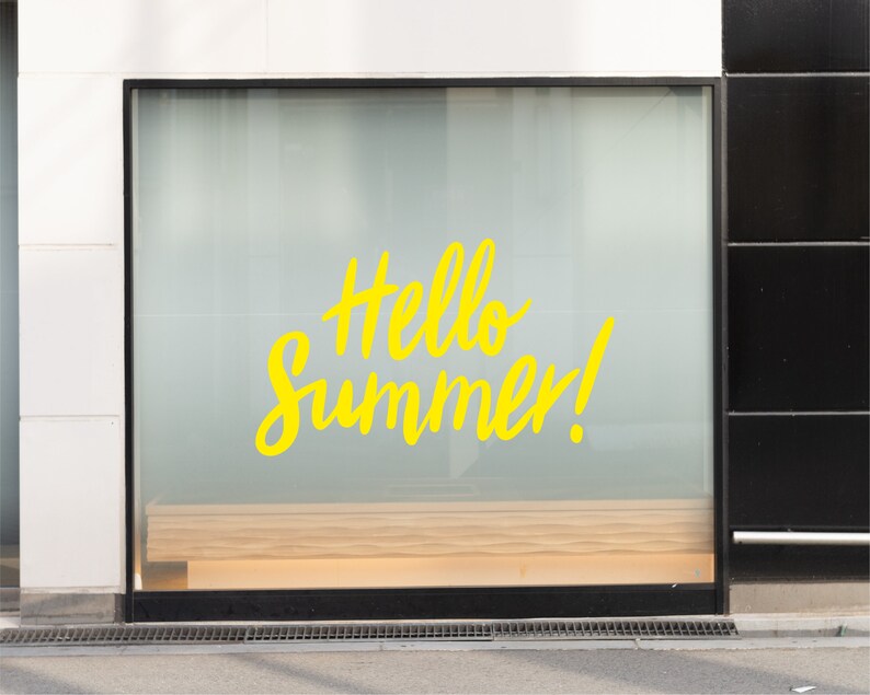 Hello Summer Shop Window Decal, Shop Front Window Vinyl Decal, Retail ...