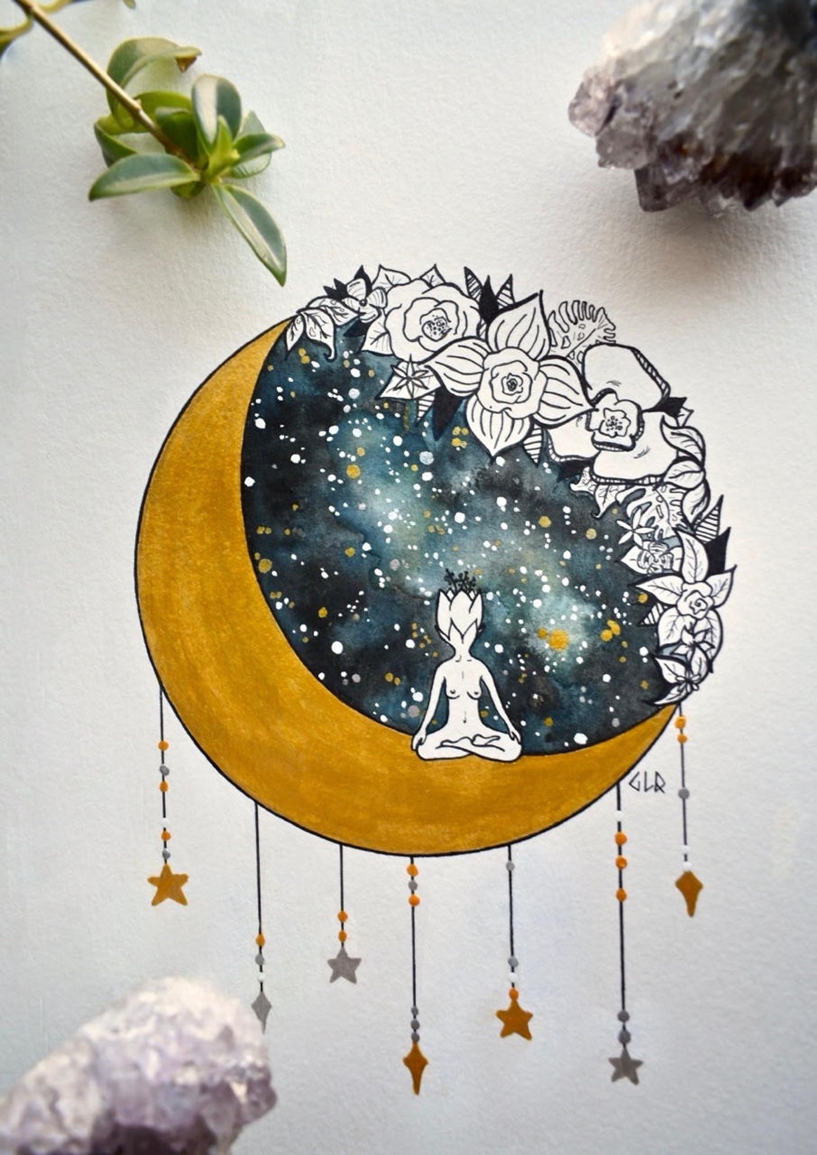 8x10 Art Print Cosmic Connection Meditation Yoga - Etsy