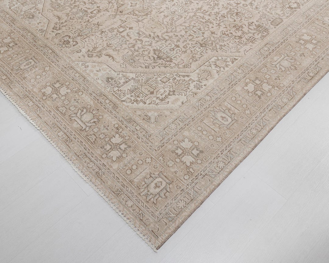 Neutral Persian Rug 8x10 - Beige and Brown, Heriz Desing Carpet - Etsy