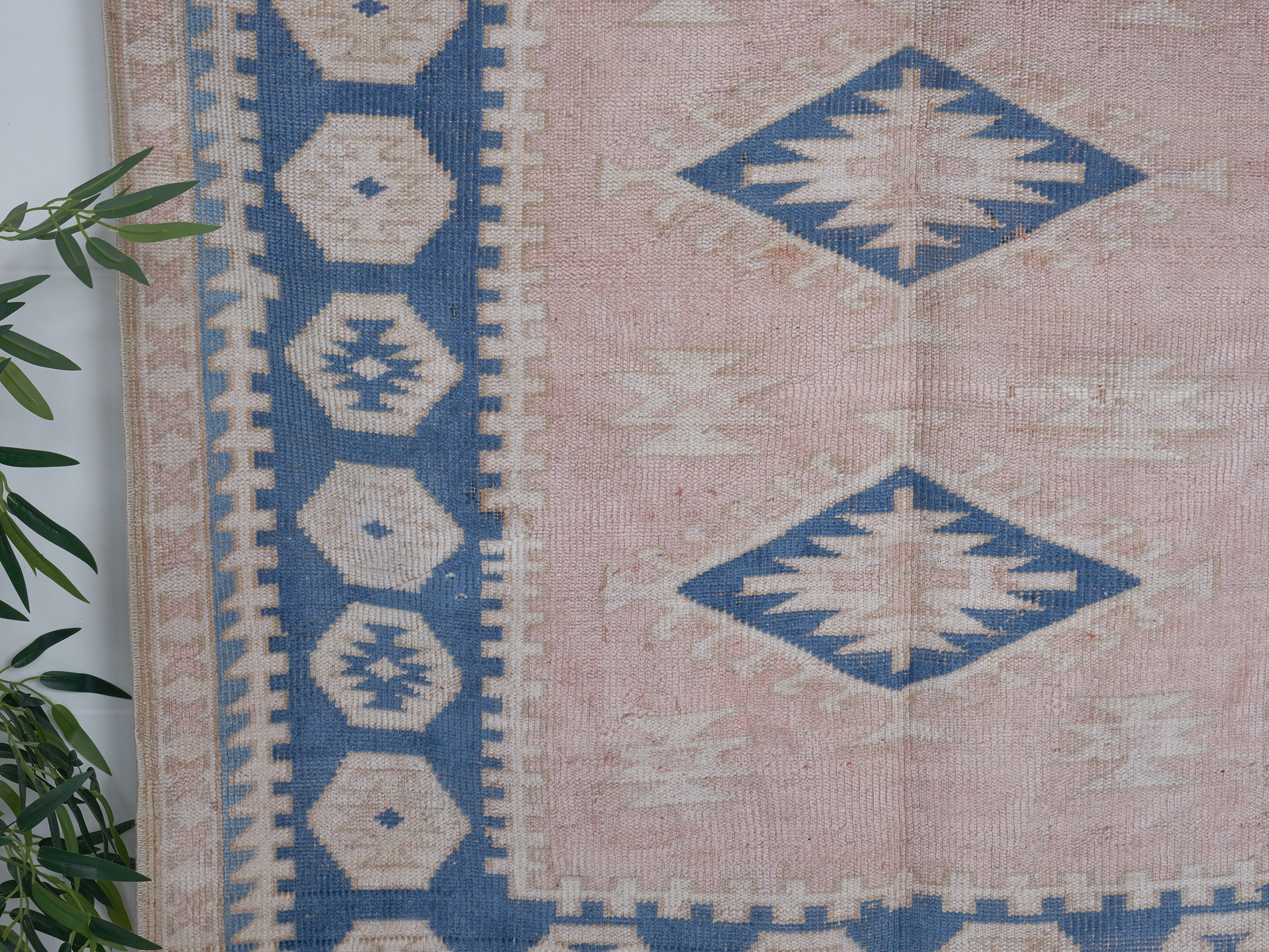Neutral Pink and Blue Rug Distressed Rug 4x5 Oushak Rug - Etsy