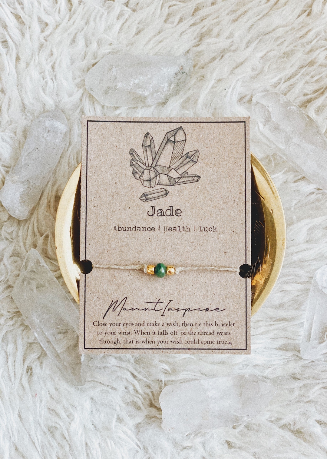 Jade Crystal Wish Bracelet, Hemp Cord Jewelry, Agate, Healing Crystals ...