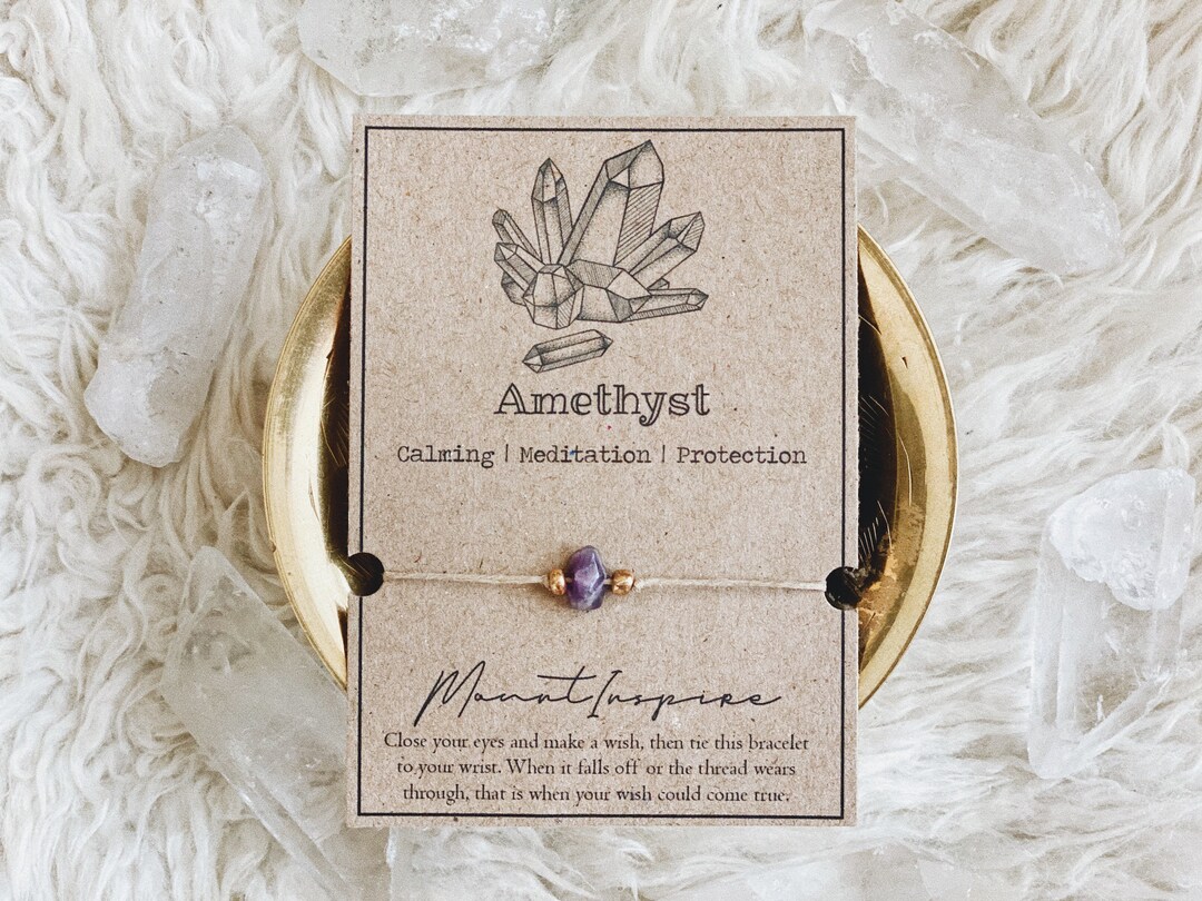 Amethyst Crystal Wish Bracelet, Hemp Cord Jewelry, Agate, Healing ...