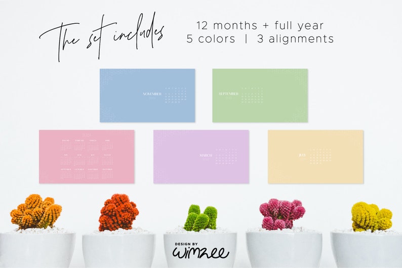 2024 Desktop Wallpaper Calendar Set Geometric Pastel Crystal 16/9 Ratio ...
