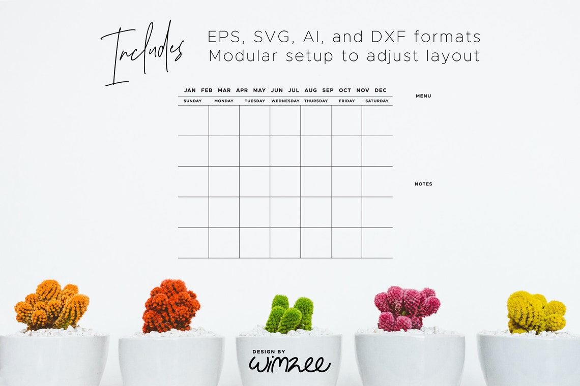 Monthly Calendar Sign Cut File EPS SVG AI for Vinyl or Print - Etsy