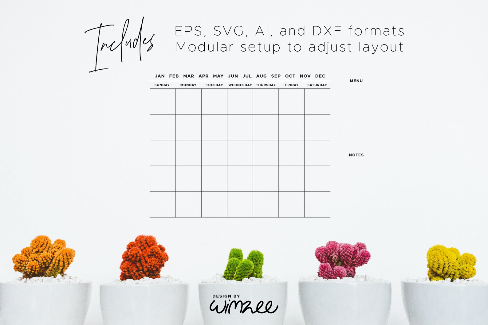 Monthly Calendar Sign Cut File EPS SVG AI for Vinyl or Print - Etsy