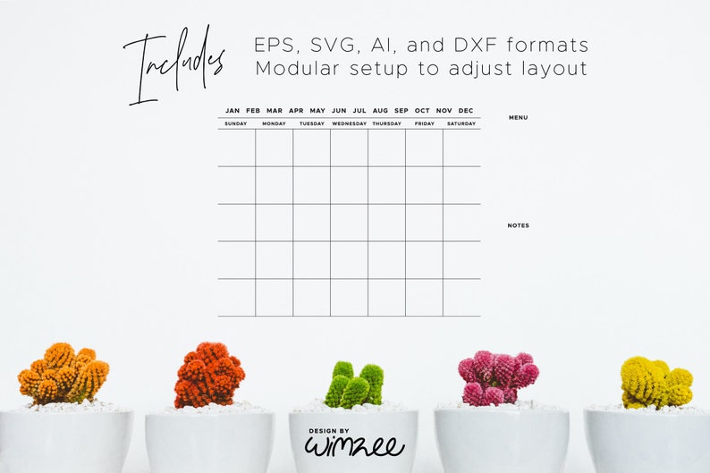 Monthly Calendar Sign Cut File EPS SVG AI for Vinyl or Print - Etsy