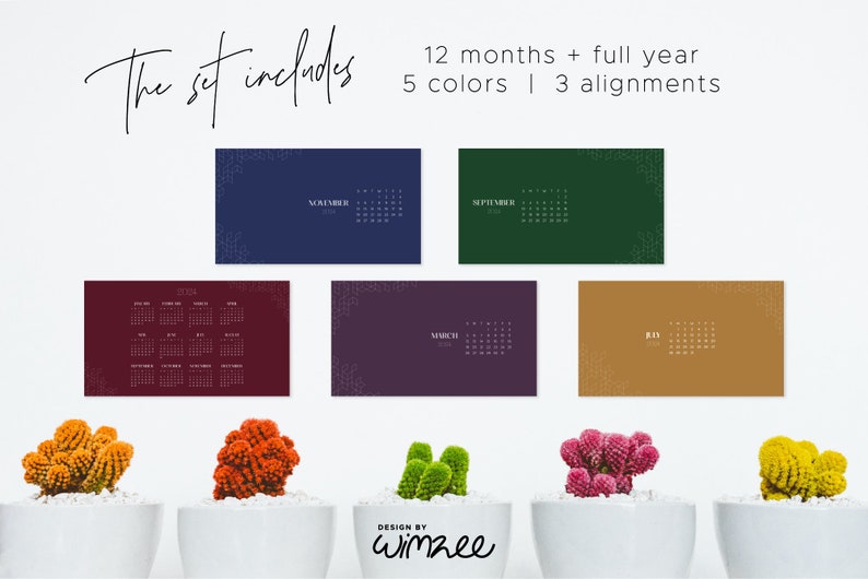 2024 Desktop Wallpaper Calendar Set Geometric Jewel Tone 16/9 Ratio ...