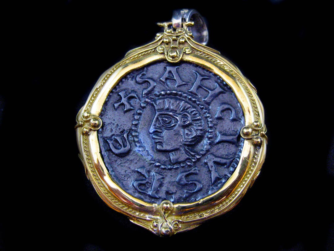 Oxidized Sterling Silver Coin With Bronze Goldplated - Etsy Sweden