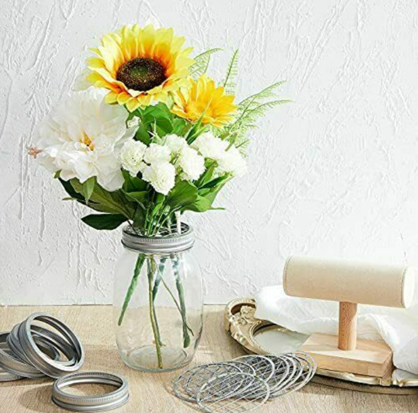 Flower frog Lids, Set of 2 Flower Arrangement Lids for Mason Jars, Wide ...