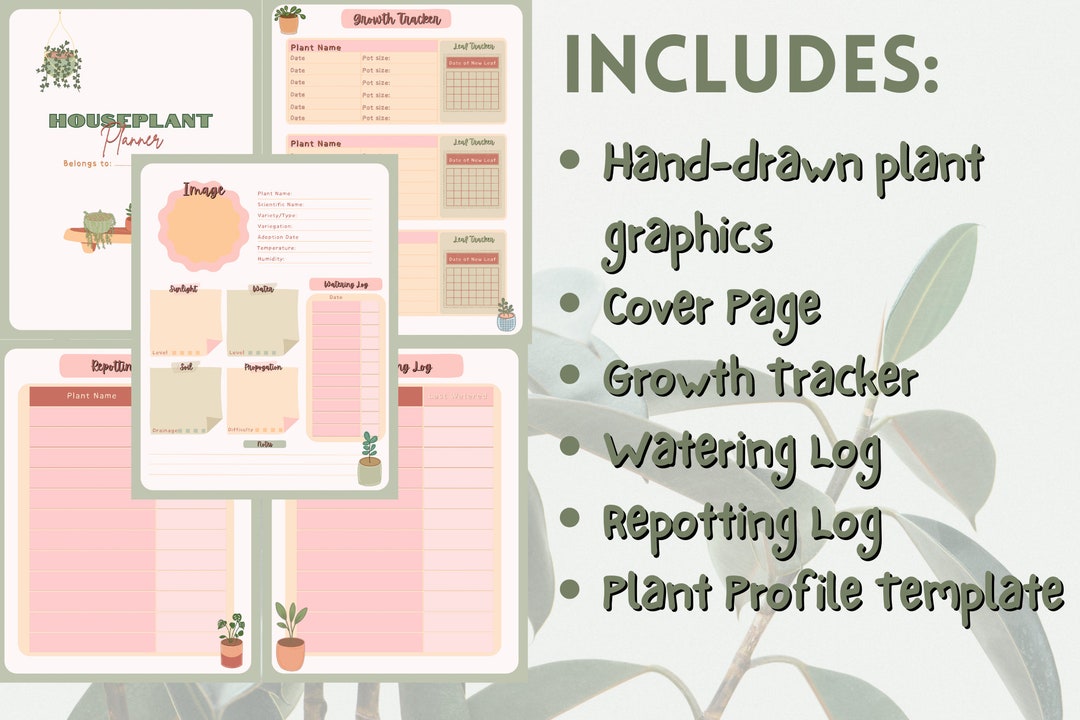 Houseplant Log Digital Daily Plant Tracker Plant Care Organizer Plant ...