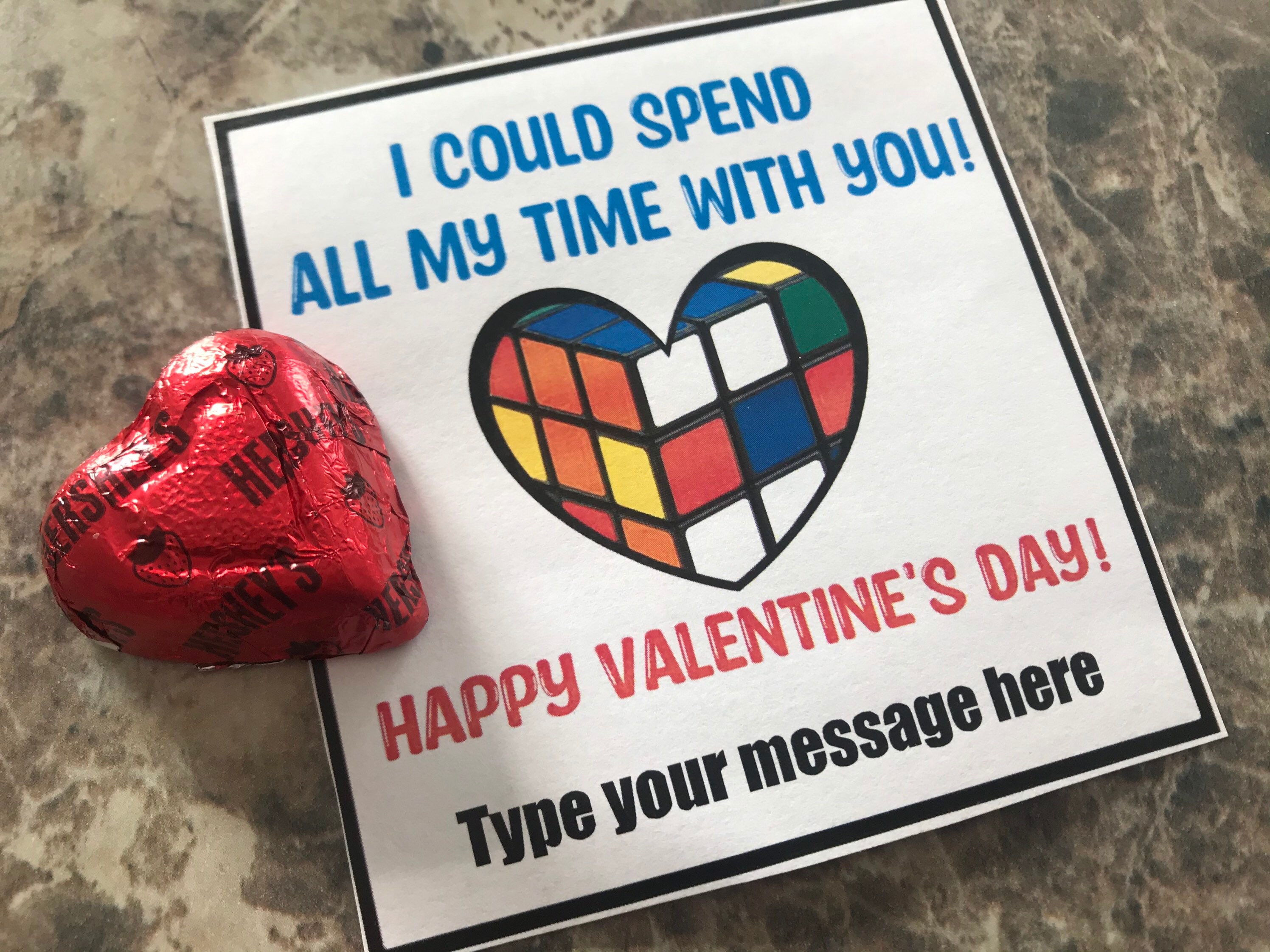 Printable DIGITAL Valentine Rubiks Cube 80s Awesome Gift Tag Instant ...